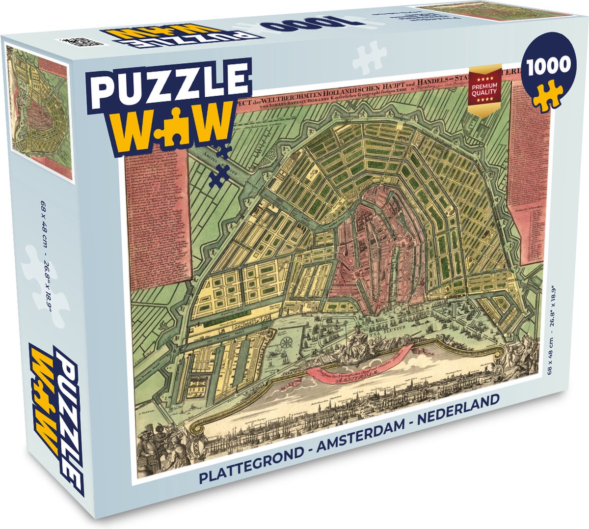 Puzzel Plattegrond - Amsterdam - Nederland - Legpuzzel - Puzzel 1000 ...