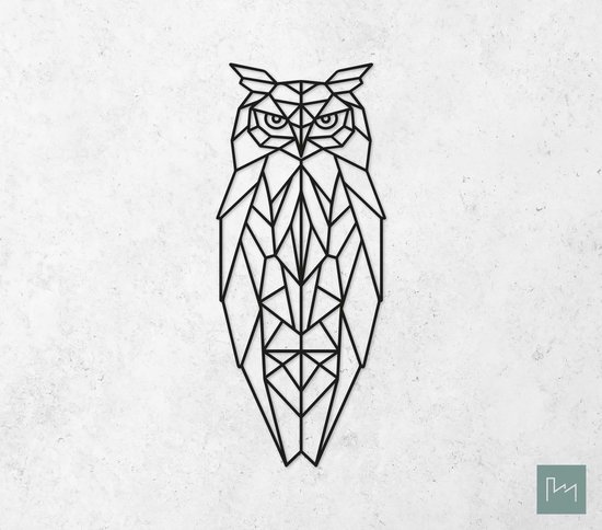 Laserfabrique Wanddecoratie - Geometrische Uil - Small - Zwart ...