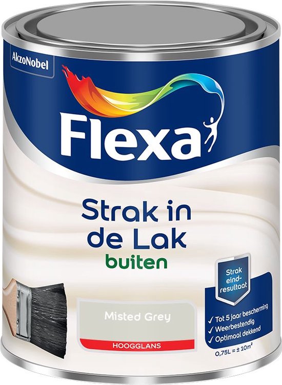 Flexa Strak in de Lak - Buitenlak - Hoogglans - Misted Grey - 750 ml ...