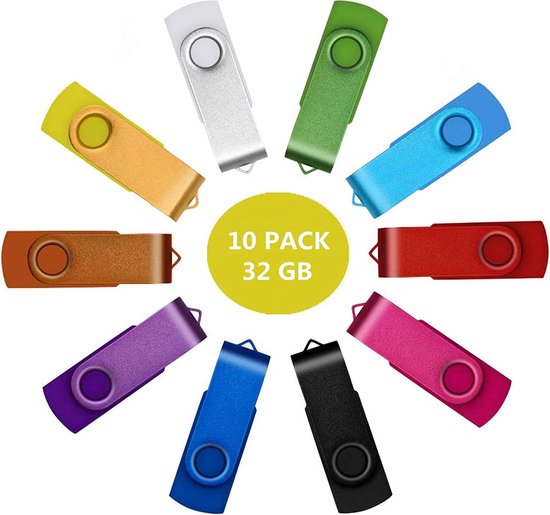 Memory Stick 32GB 10 Stuks USB 2.0 Flash Drive Uflatek Swivel Memory ...