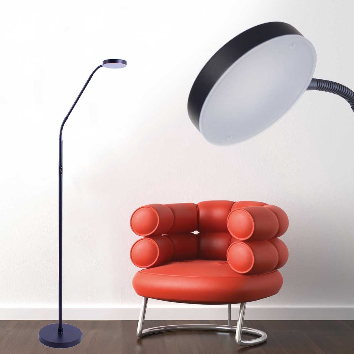 Accu leeslamp / vloerlamp | 1 lichts | 135 cm | zwart | metaal ...