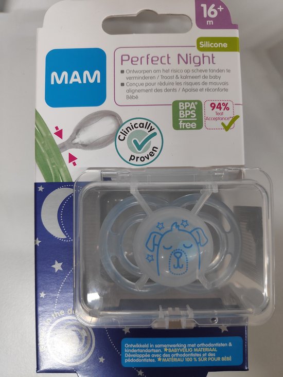 MAM Fopspeen Perfect Night siliconen- beer -blauw | bol