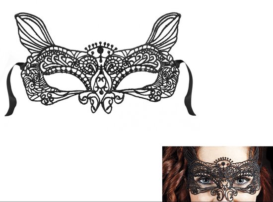 Oogmasker Masquerade kat zwart - thema feest festival party carnaval ...