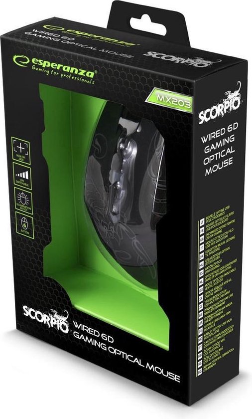 Esperanza MX203 SCORPIO - mouse - USB - blue - Muis - Optisch - 6 ...