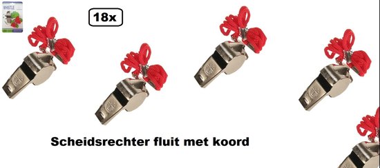 18x Scheids rechter fluitje metaal met koord - fluitjes voetbal hockey ...