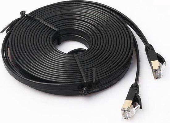 Internetkabel 1 meter - CAT7 STP Platte kabel RJ45 - Zwart | bol.com
