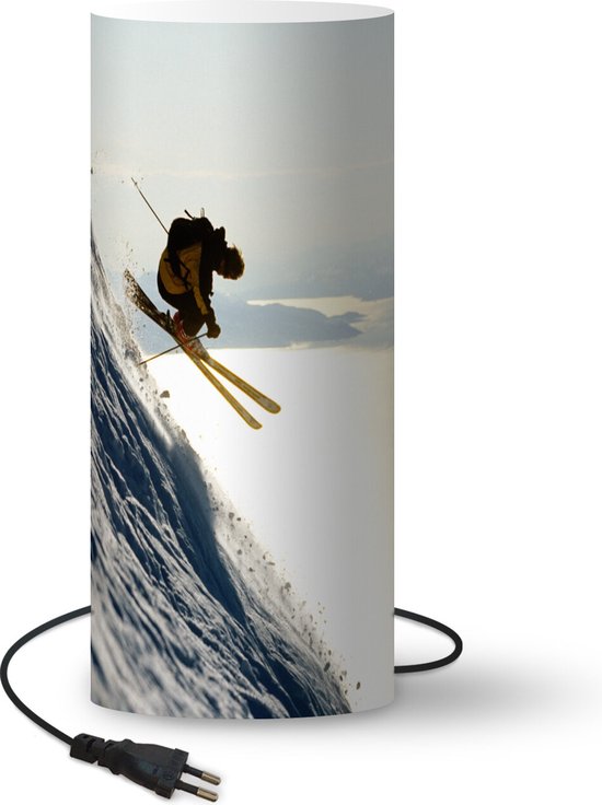 Lampe Ski - l'homme skie hors-piste en Norvège - 70 cm de haut - Ø30 cm ...