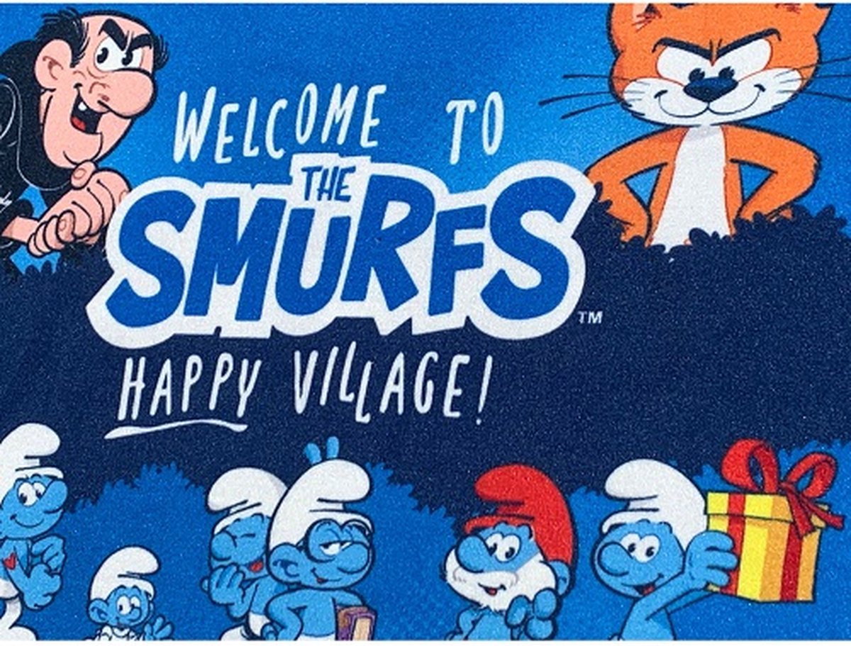 De smurfen - XL Deurmat - ''Welcome to the smurfs happy village ...