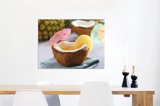 Wanddecoratie Metaal - Aluminium Schilderij Industrieel - Kokosnoot cocktail met... | bol