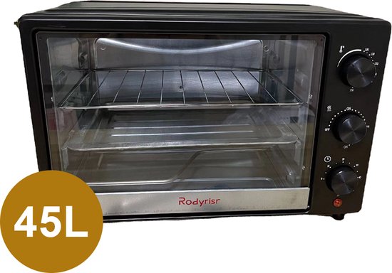 Four électrique KitchenPrince 45L noir - mini four - machine à pain ...