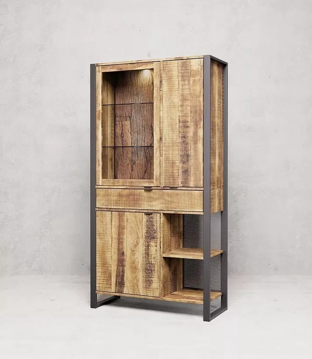 Vitrinekast Olinda mangohout 190 cm hoog | bol