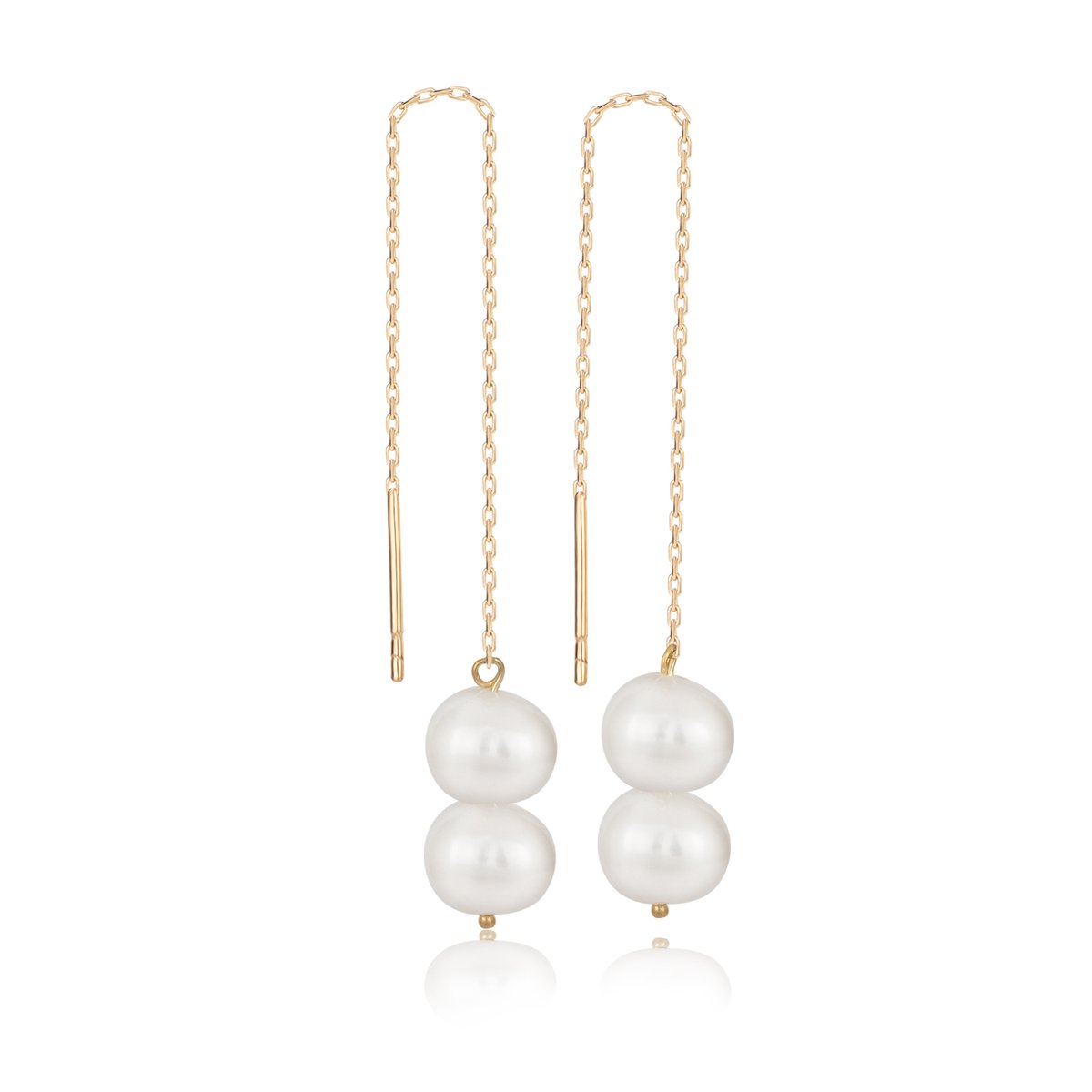 Stijlvolle Doortrek Oorbellen Zoetwater Parels Gold Plated (925 ...