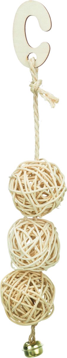 Trixie 3 Rotan Ballen Met Bel Aan Touw Naturel | bol