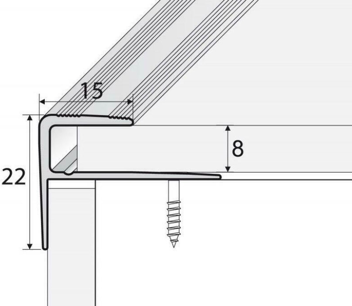 Aluminium F-vorm trapprofiel voor laminaat -zwart- 8mm X 120cm x ( set ...