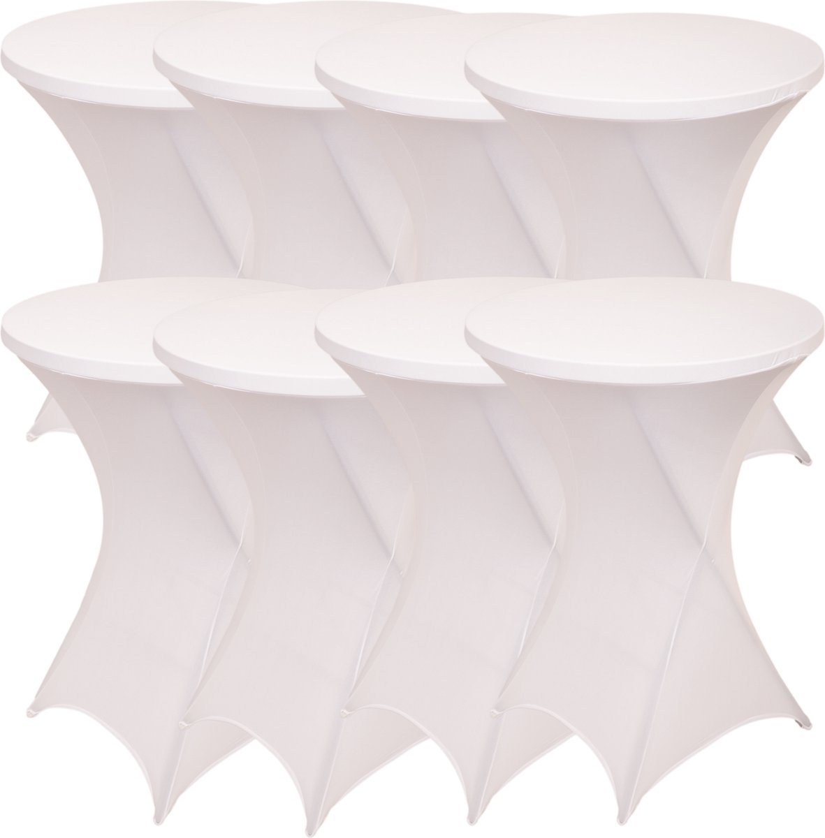 Statafelrok Wit x 8 – ∅80-85 x 110 cm – Statafelhoes Stretch 8 Stuks – Tafelhoezen... | bol.com