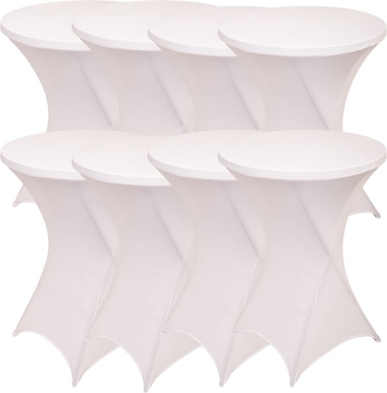 Statafelrok Wit x 8 – ∅80-85 x 110 cm – Statafelhoes Stretch 8 Stuks – Tafelhoezen... | bol.com