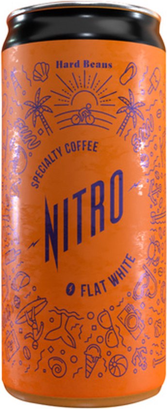 Hard Beans - Nitro Cold Brew Coffee Vegan Flat White Light 200 ml (6pack) | bol.com