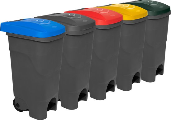 Mini container 85 litres avec roues et pédale: Blauw | bol.com