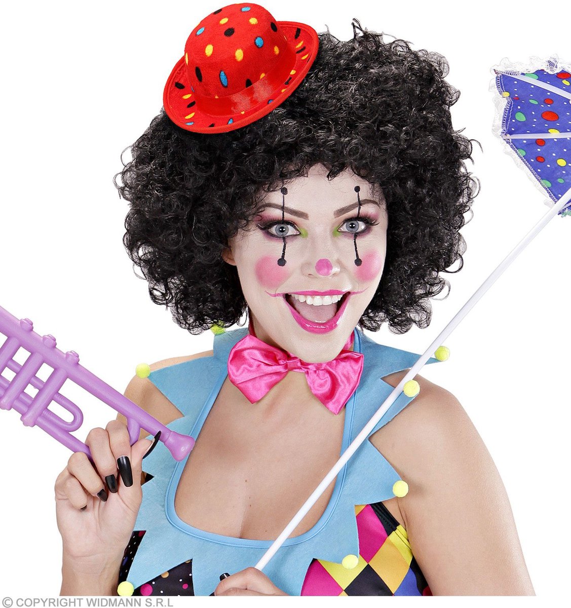 Widmann - Clown & Nar Kostuum - Mini Hoed Clown Rood Met Stippen - rood ...