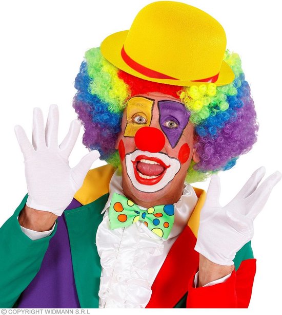 Widmann - Clown & Nar Kostuum - Bolhoed Geel Met Rood Lintje - geel ...