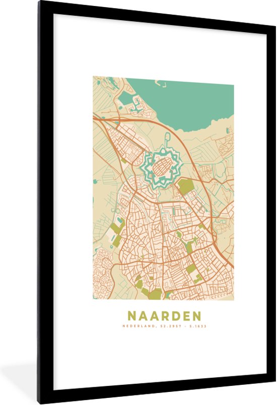 Fotolijst incl. Poster - Kaart - Plattegrond - Stadskaart - Naarden ...