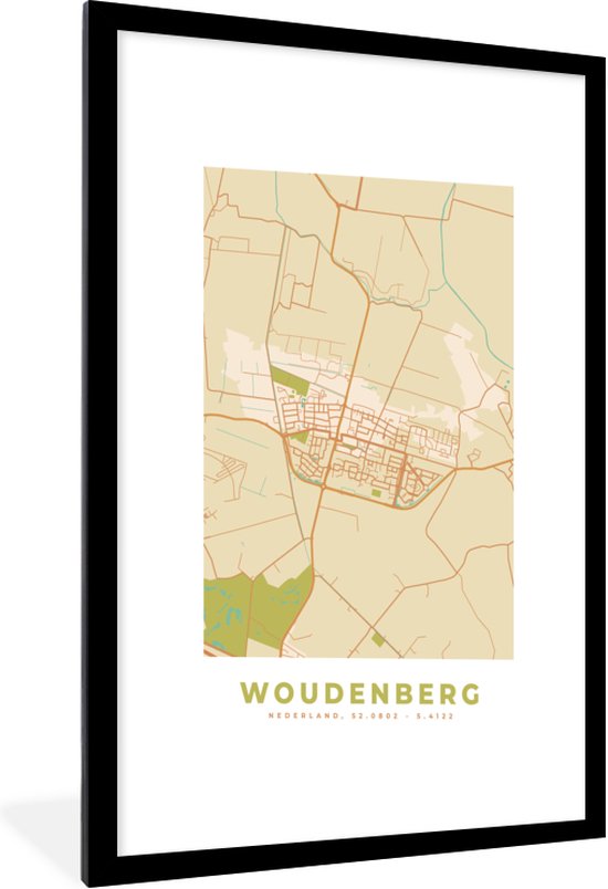 Fotolijst incl. Poster - Kaart - Plattegrond - Woudenberg - Stadskaart ...