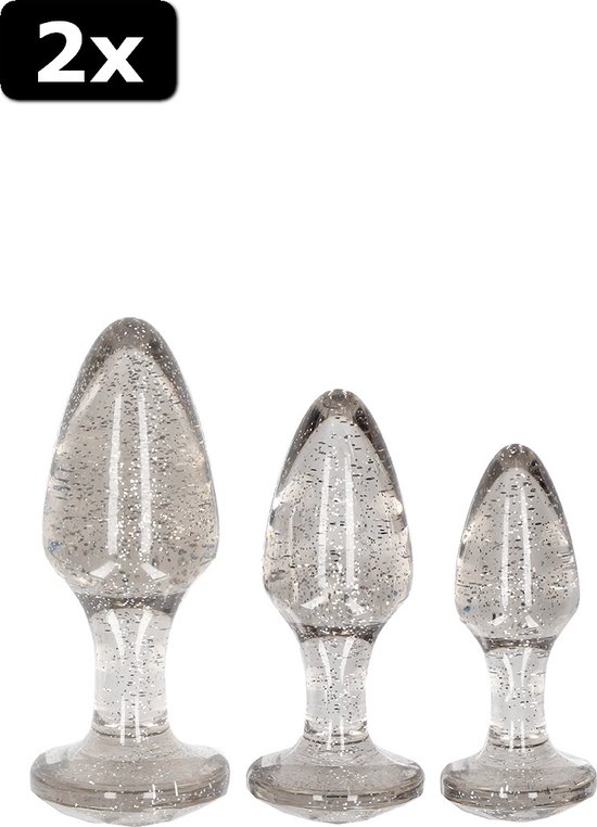 2x Acrylic Silverchip Butt Plug Set - Silver | bol.com