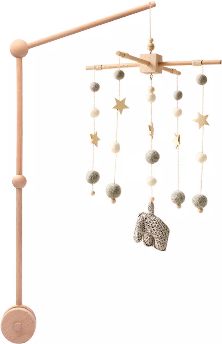 Baby Mobiel Olifantje + Houten Mobiel Houder - Boxmobiel – Babyshower ...