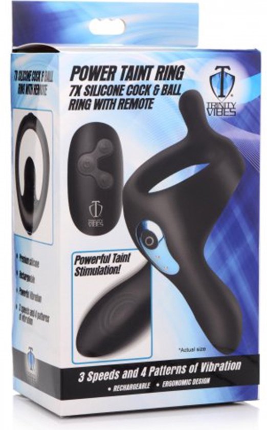 Power Taint 7X Silicone Cock and Ball Ring with Remote | bol.com