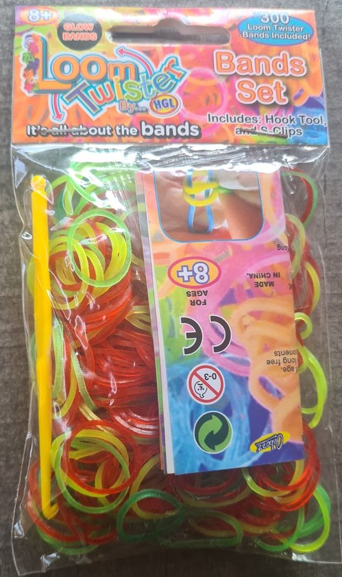 Loom Bandjes - Glow in the dark - Mix - Rood - Groen - Geel - 300 stuks ...