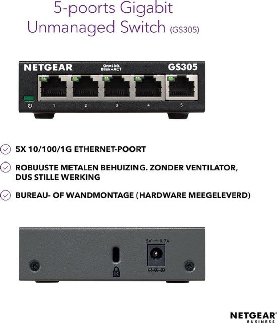 Netgear GS305 - Netwerk Switch - Unmanaged - 5 Poorten | bol.com