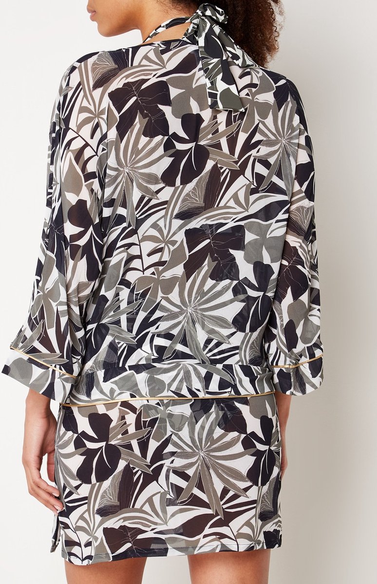 Aubade Beach Paradise strandtuniek met print en strikceintuur - Zwart ...