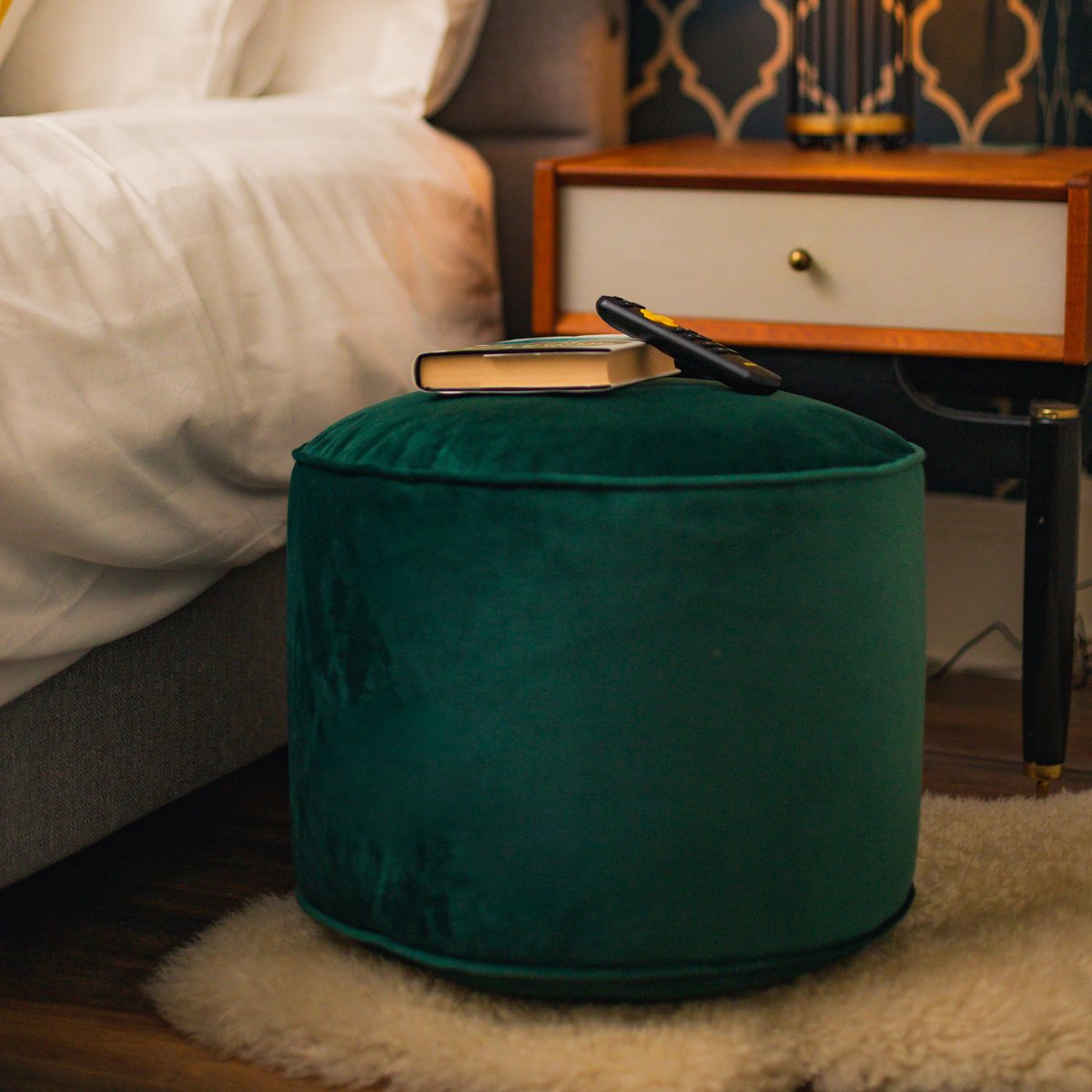 Loft 25 ronde fluwelen zitzak Poef - zitzak voetenbankje voor Binnen ...