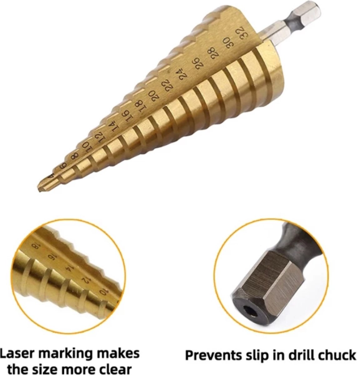 Stappenboor set 4-20mm 4-23mm 3-12mm Titanium gecoat metaalboor / 3 ...