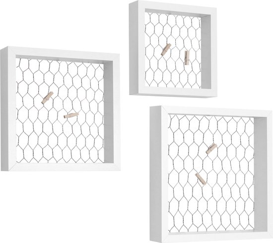 Wandplank - 3 stuks - Wit - Foto Muur Raster - Multifunctioneel - Met ...