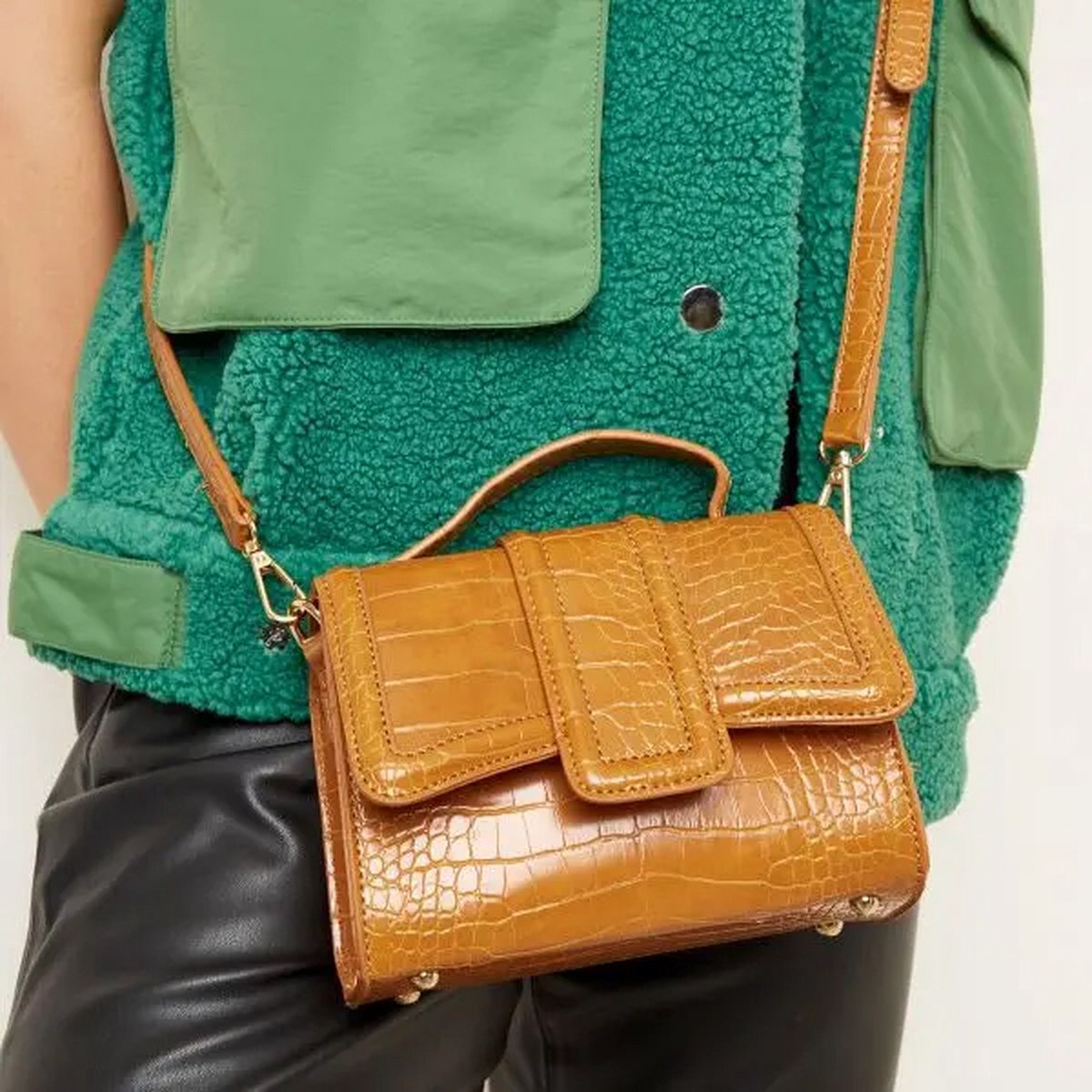 Yehwang - Tas Croco - Beige - Handtas - Crossbody | bol.com