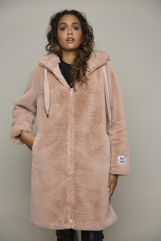 Faux fur ladies coat Misty rose 36 | bol.com