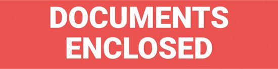 Documents enclosed sticker, oranje wit 200 x 50 mm | bol
