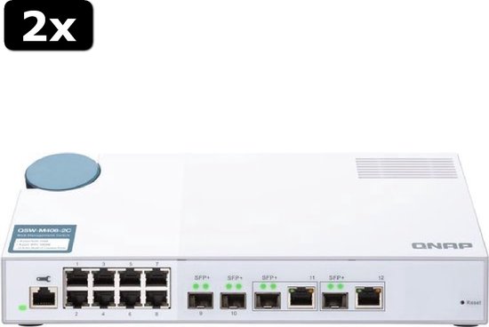 2x QNAP QSW-M408-2C netwerk-switch Managed L2 10G Ethernet (100/1000 ...