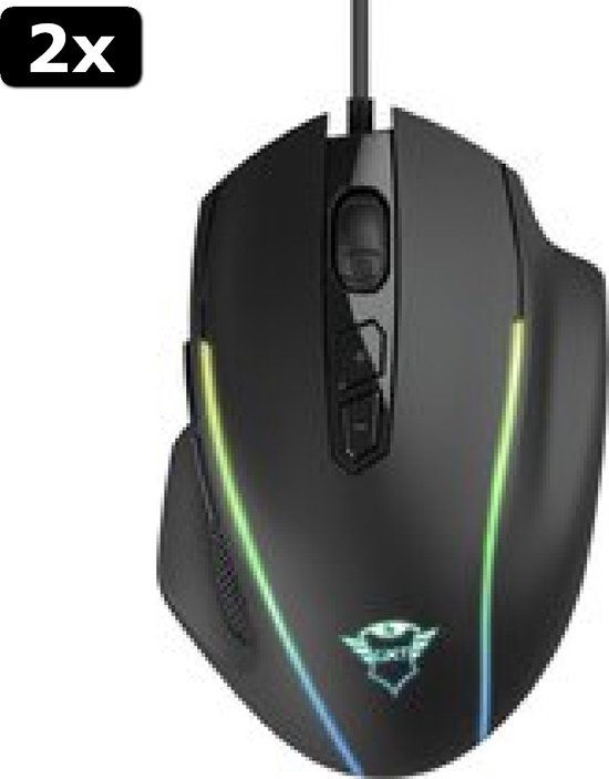 2x Trust GXT 165 Celox - RGB Gaming Muis - 10.000 DPI - Zwart | bol