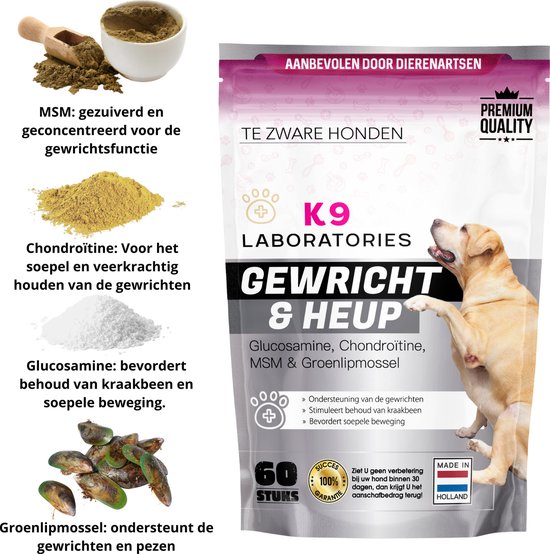 K9 Laboratories Gewricht & heup Heavy - 60 stuks - Voor honden met ...