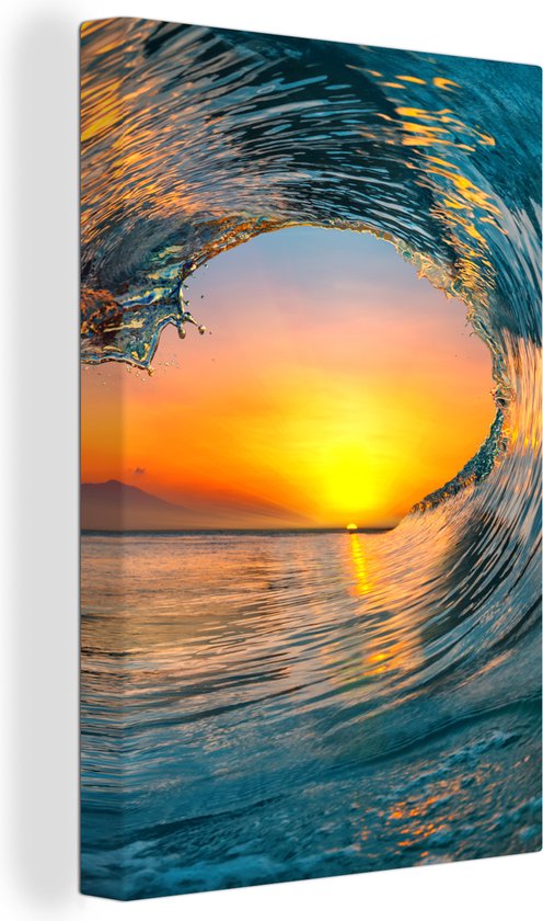 Canvas - Schilderij - Zee - Golf - Horizon - Zon - Schilderijen op canvas - 20x30 cm -... | bol.com