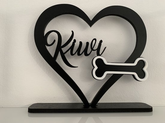 Hartje - naam - huisdier - beentje - gepersonaliseerd - hout - mdf ...