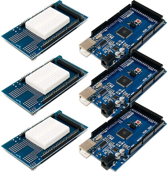 AZDelivery 3 x Mega 2560 R3 Bundel met Prototype Schild voor Mega 2560 ...