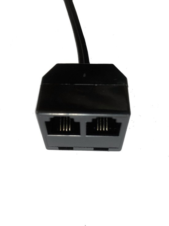 Telefoon-VERDEELSTEKKER 2-voudig 4-polig 6P4C RJ11 met kort kabeltje ...