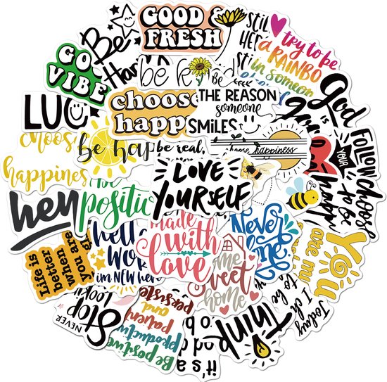 Positief Denken Stickers - Happy Life - Feel Good - set 50 stuks ...