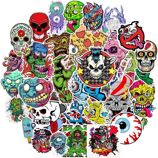 Horror Halloween Stickers - Spooky - Eng -set 50 stuks - Laptop ...