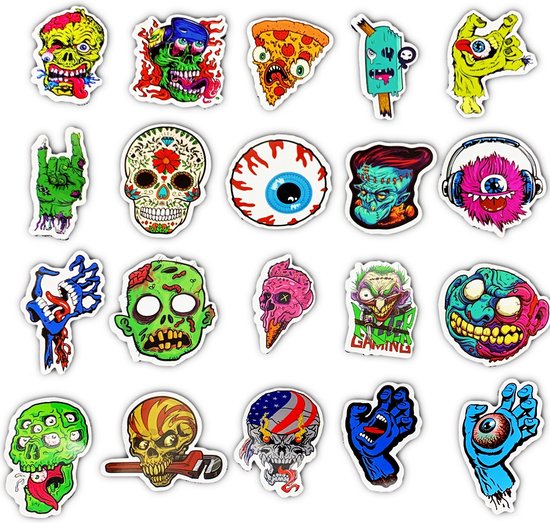 Horror Halloween Stickers - Spooky - Eng -set 50 stuks - Laptop ...