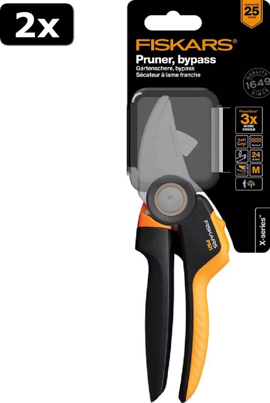 2x Fiskars 1057173 Xseries PowerGear rolgrip snoeischaar bypass M P921 ...