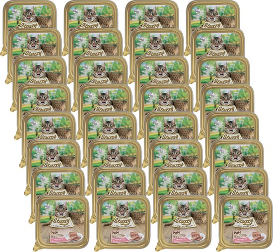 Mister Stuzzy Cat Paté Ham - Kattenvoer - 32 x 100 g | bol